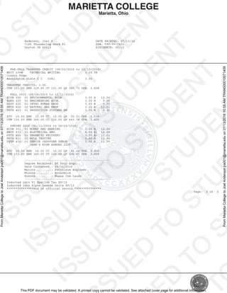 Official Transcript - Joel Anderson | PDF