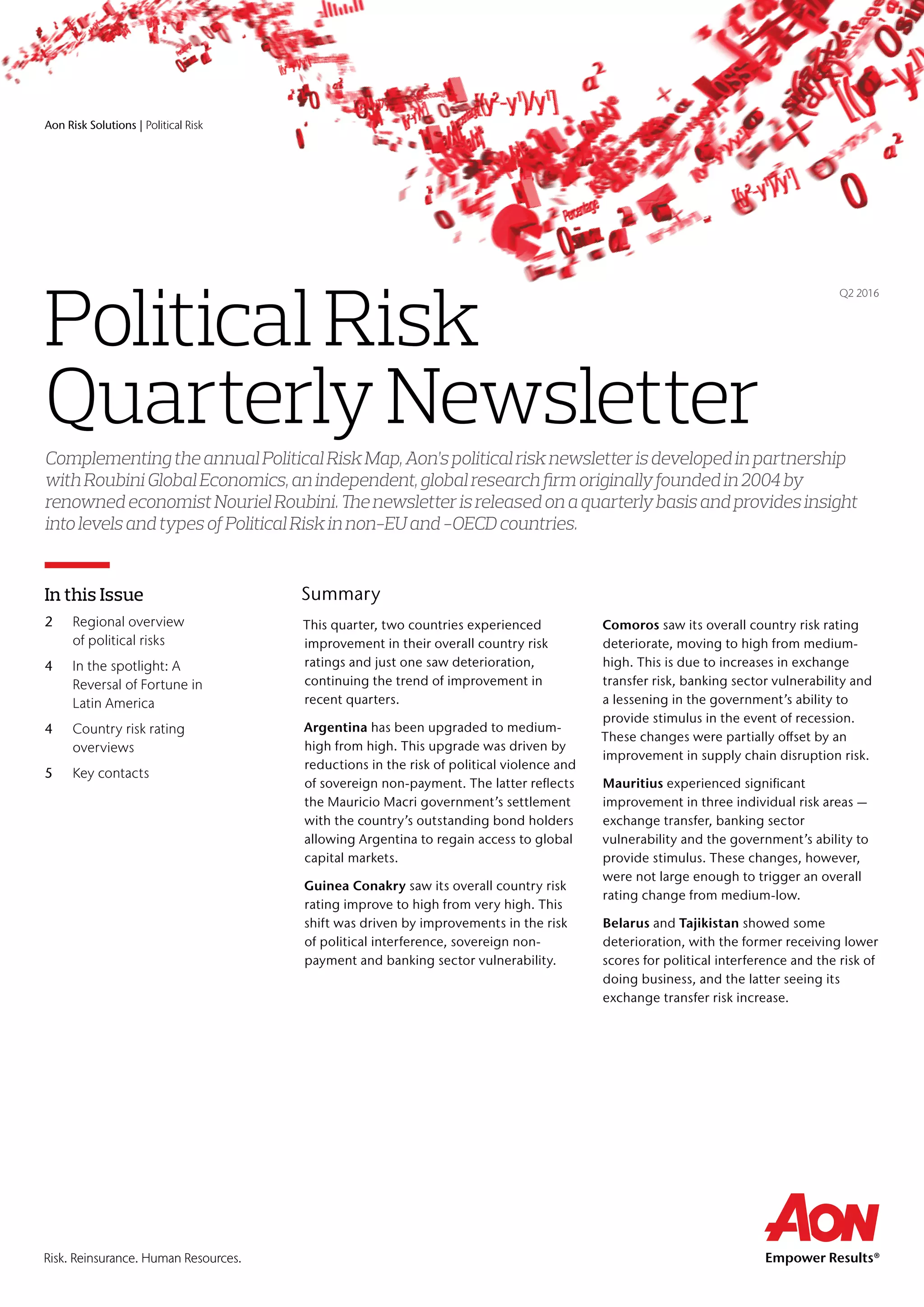 Political Risk Map Newsletter Q2 2016 | PDF
