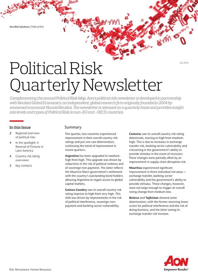 Political Risk Map Newsletter Q2 2016 | PDF