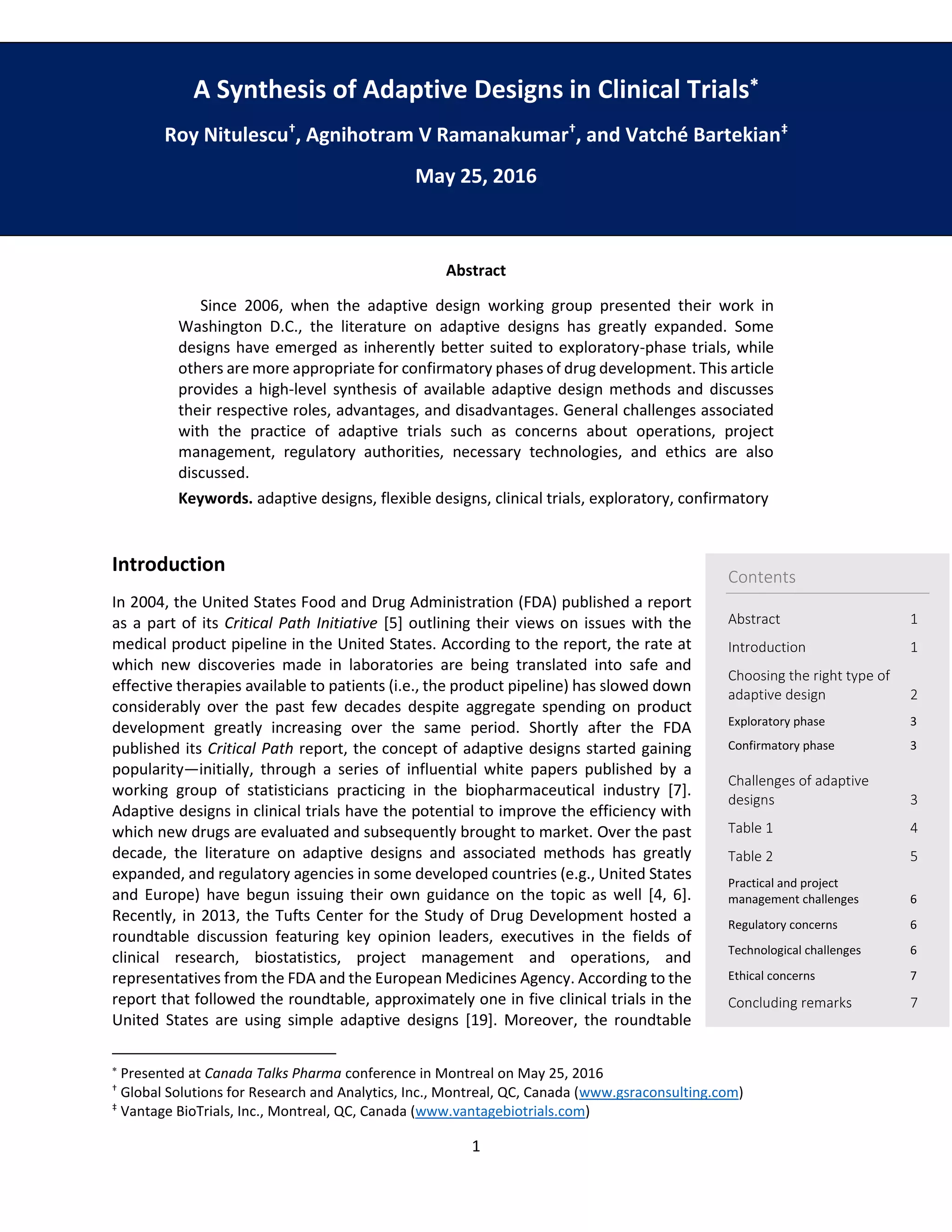 White_Paper_Synthesis of Adaptive Designs in Clinical Trials_May2016 ...