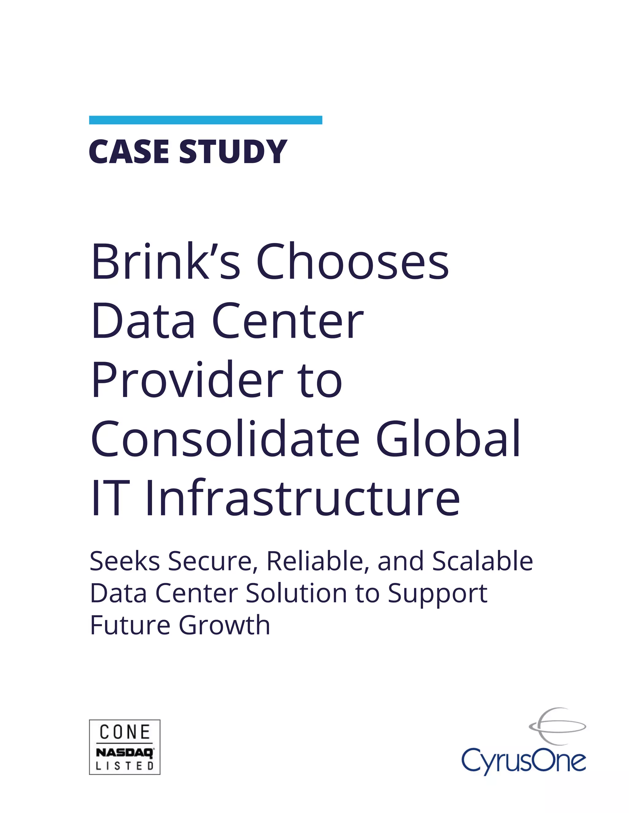 CyrusOne Case Study - Brinks | PDF