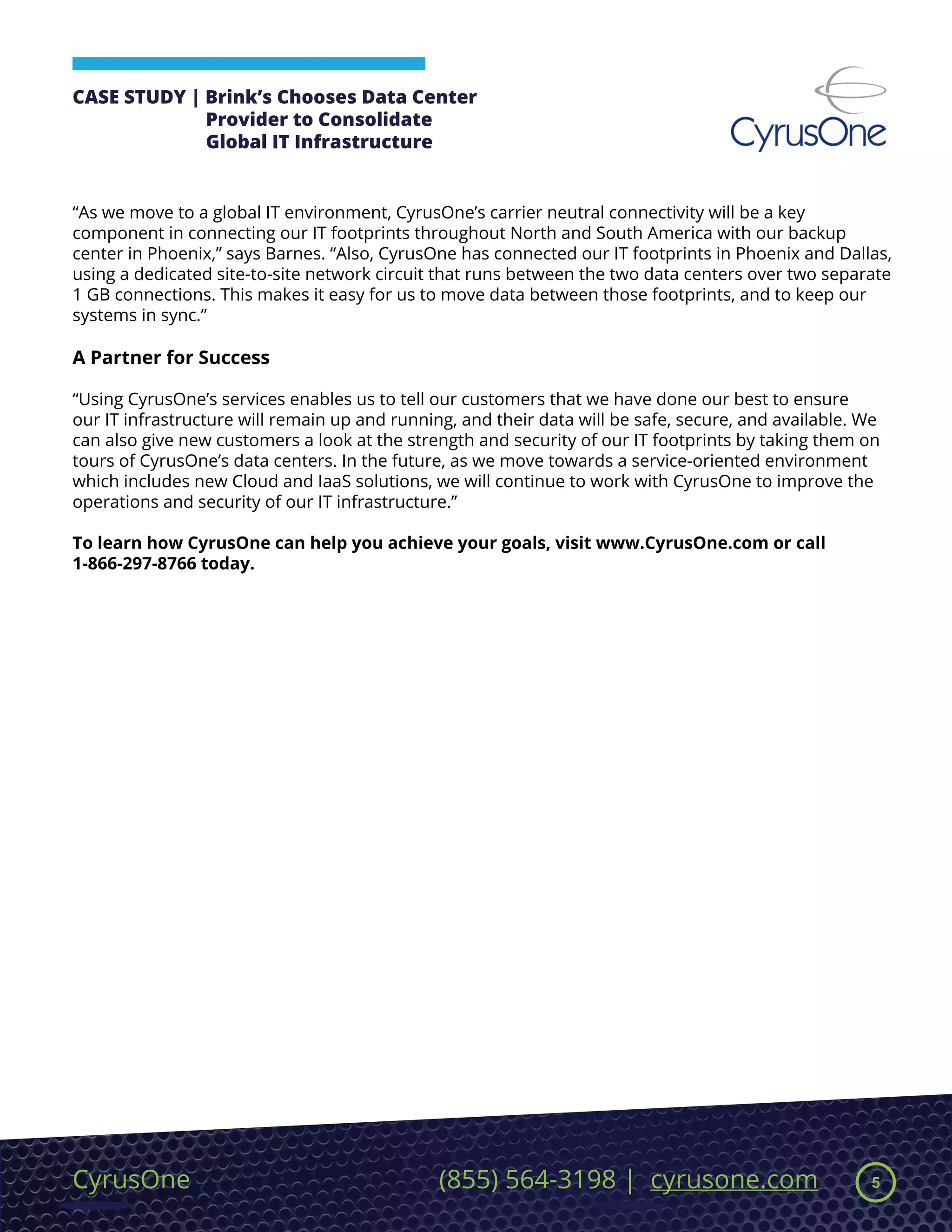 CyrusOne Case Study - Brinks | PDF