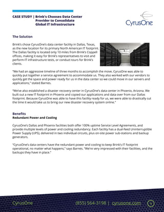 CyrusOne Case Study - Brinks | PDF