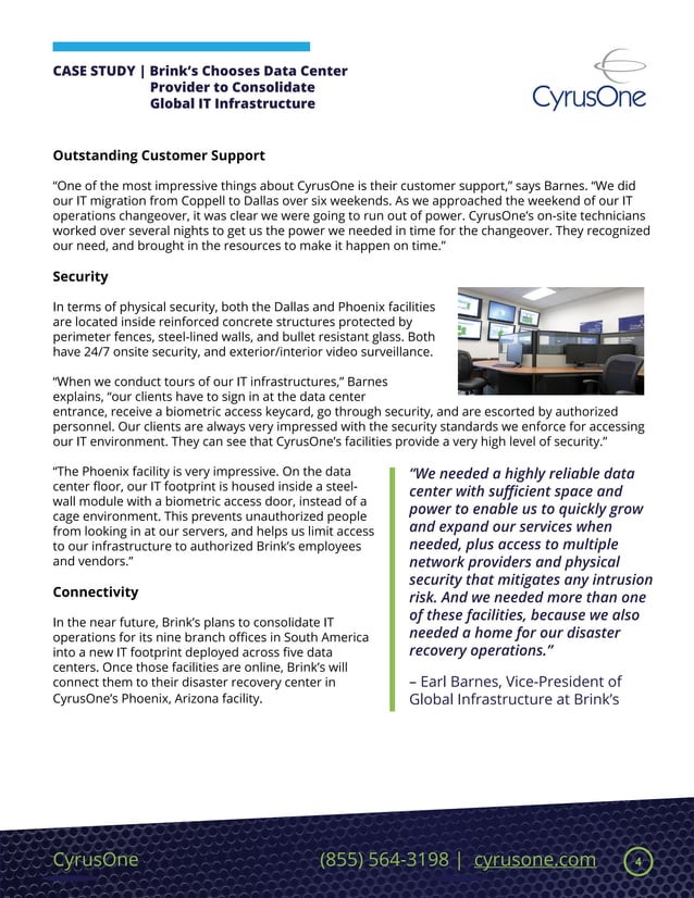 CyrusOne Case Study - Brinks | PDF | Cloud Computing | Internet