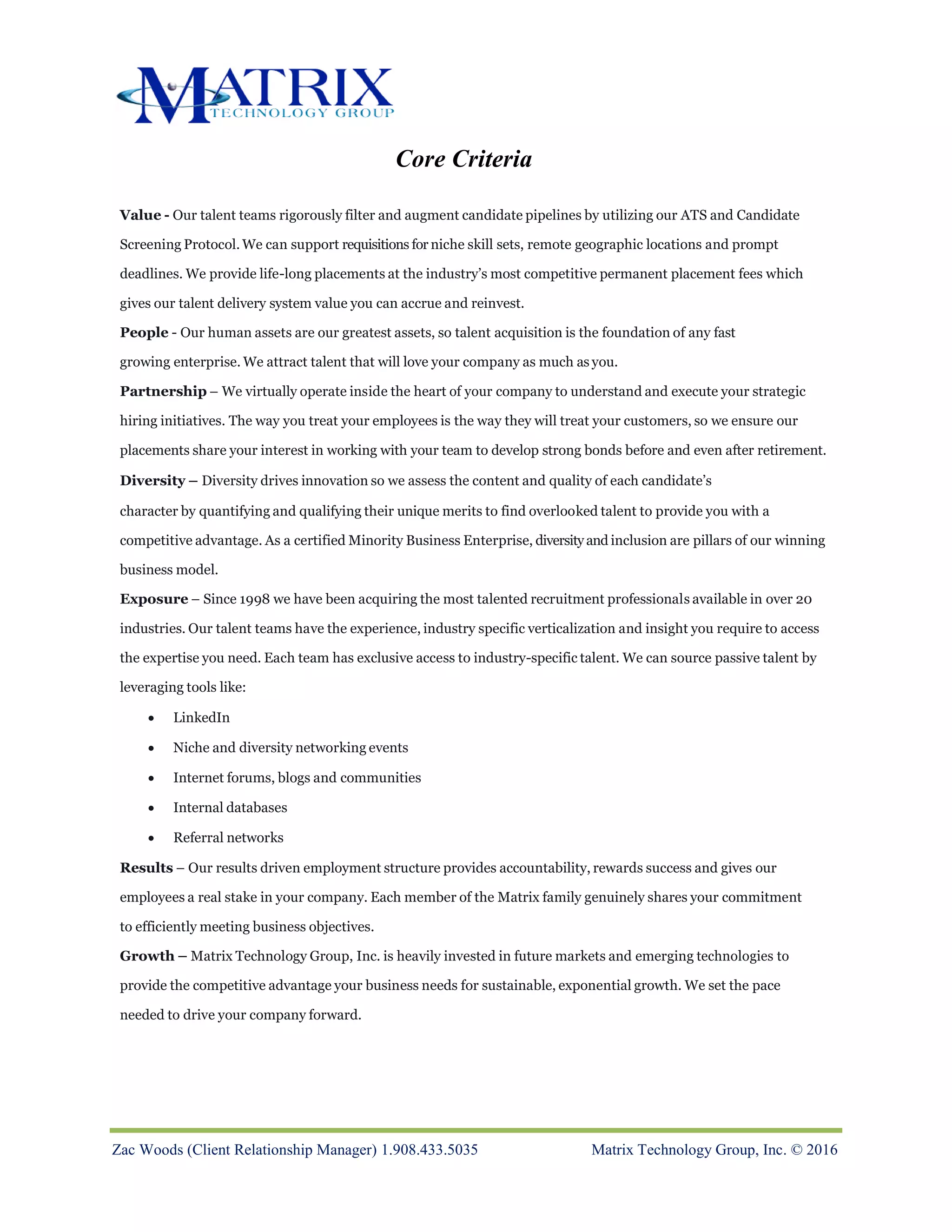 Matrix Technology Group, Inc. © 2016 | PDF