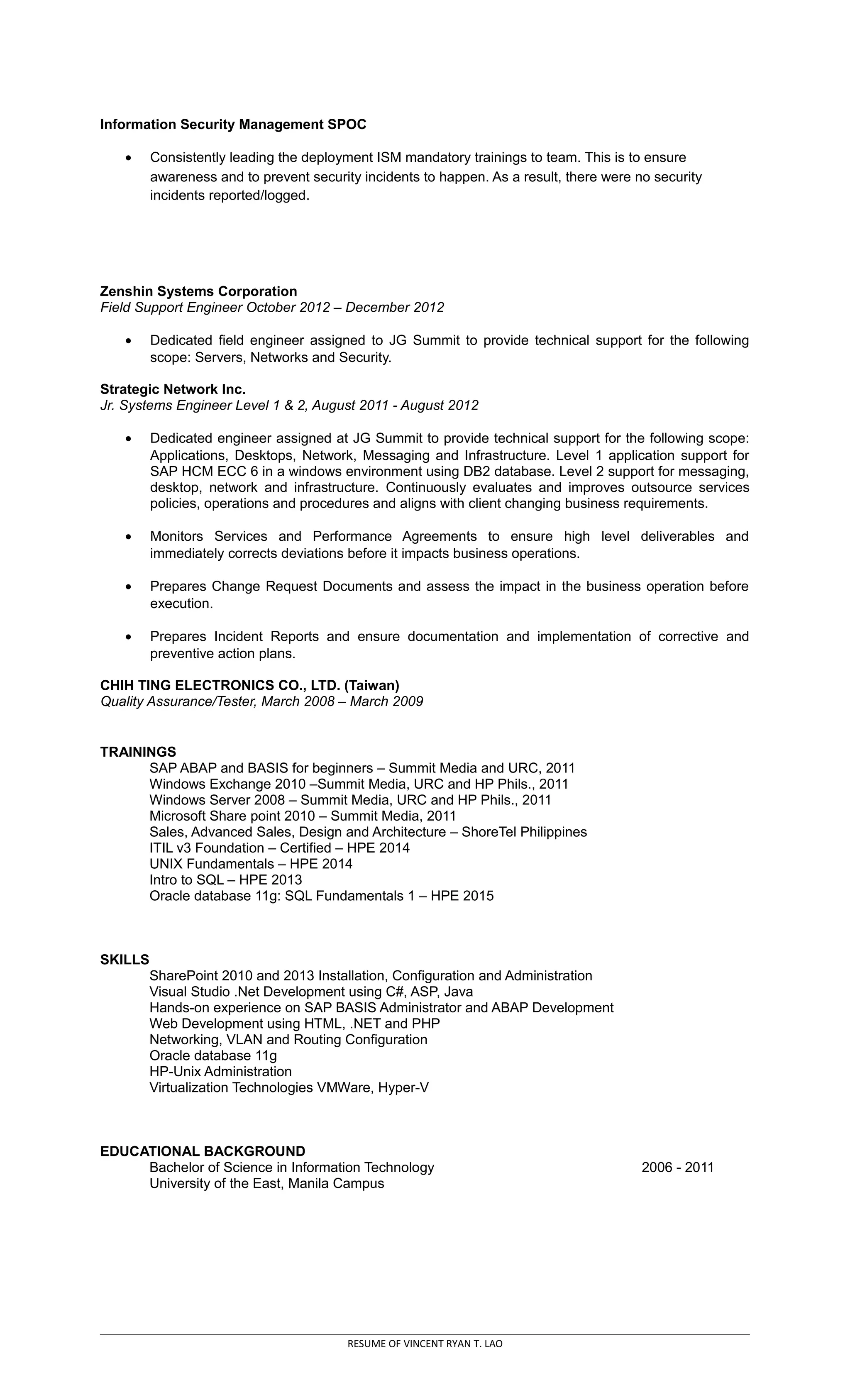 Resume_Vincent Ryan T. Lao | DOC