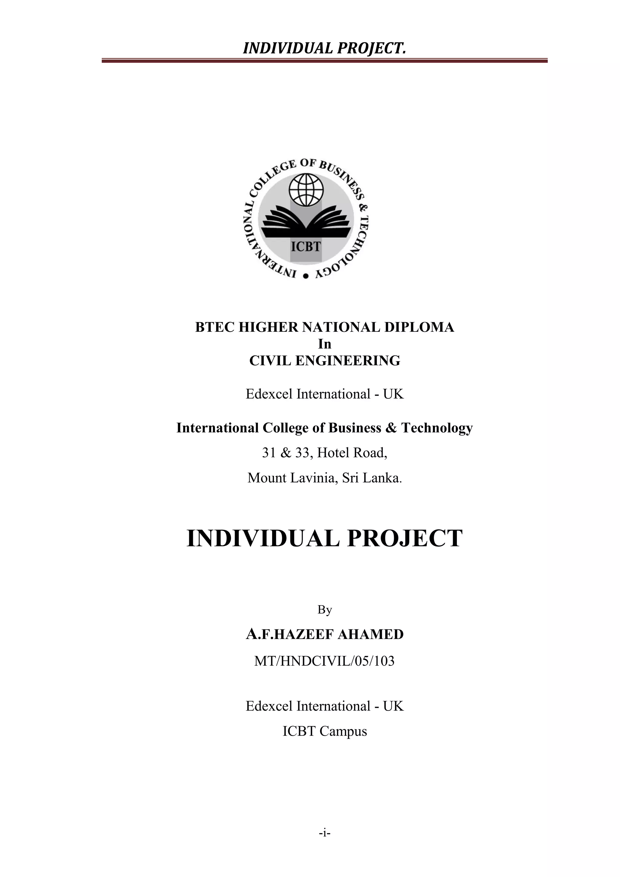 Approved INDIVIDUAL PROJECT | PDF