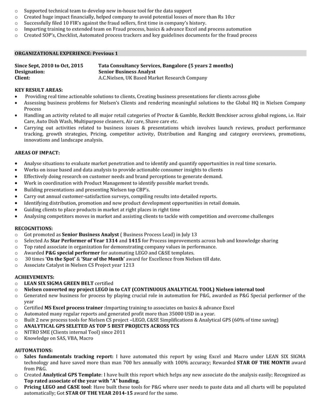 Hemanna Patil-Senior business analyst-6.2 yrs-Excel,SIX SIGMA | PDF