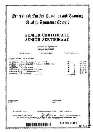 Senior Certificate | PDF