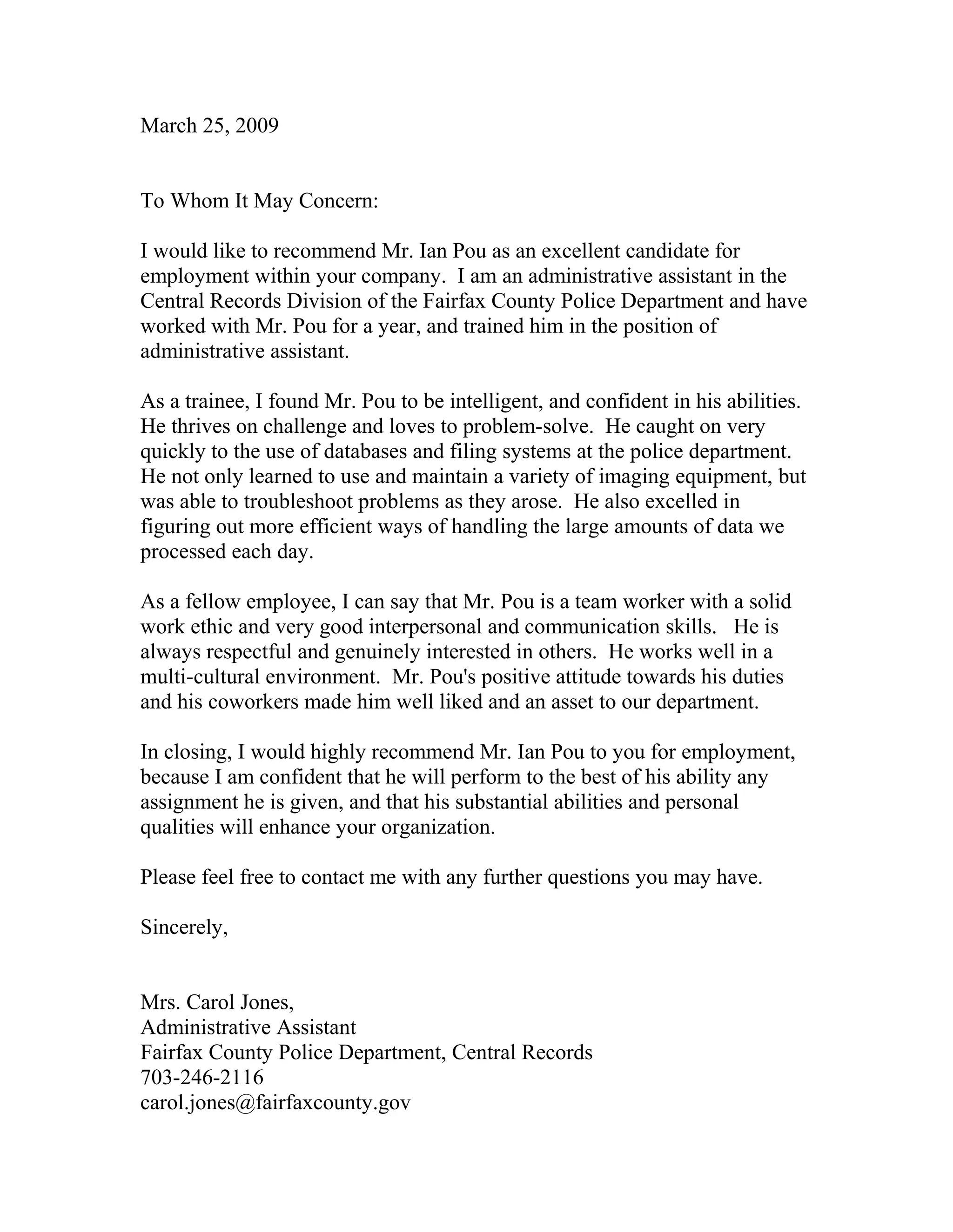 Letter of Recommendation | DOC