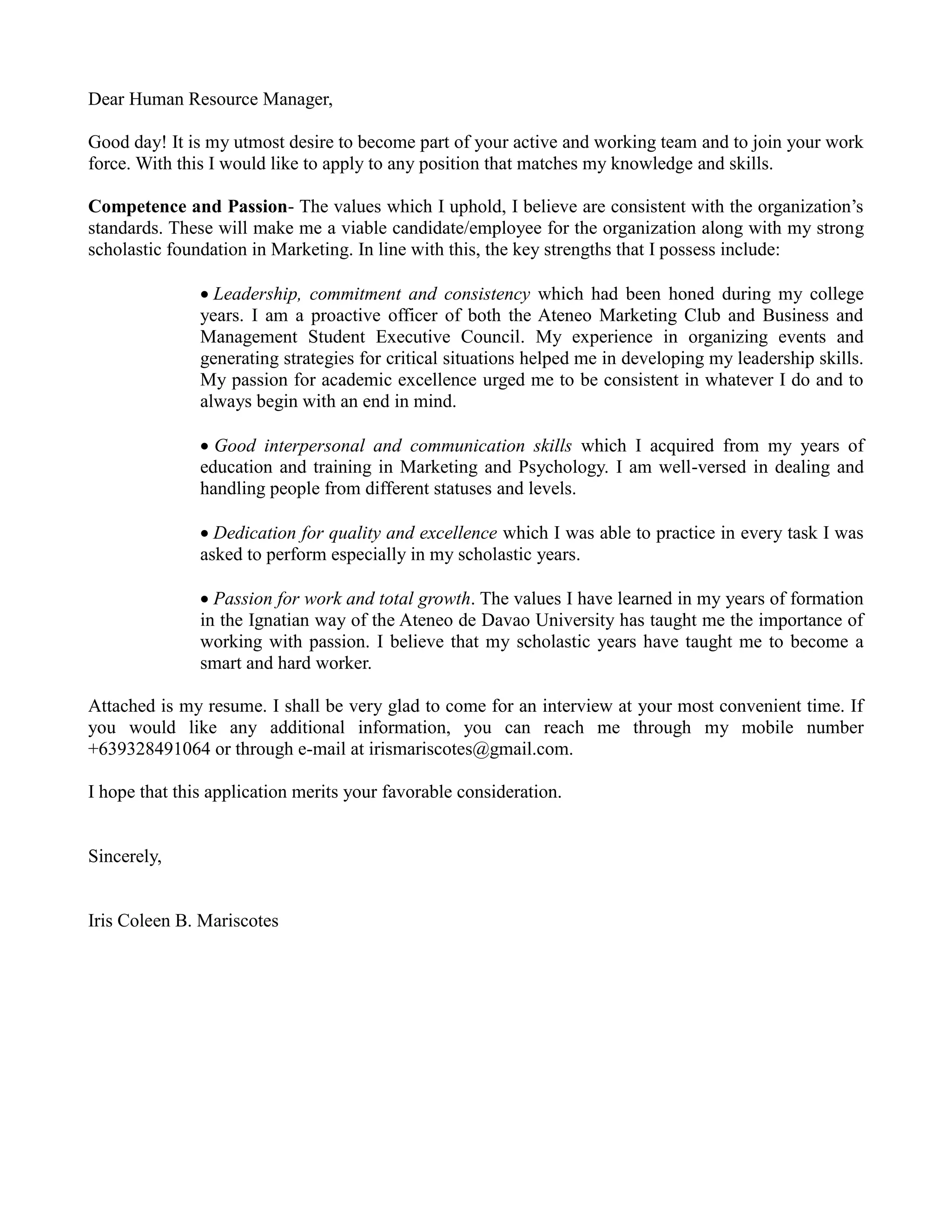 Cover letter | PDF | Business | Business and Finance