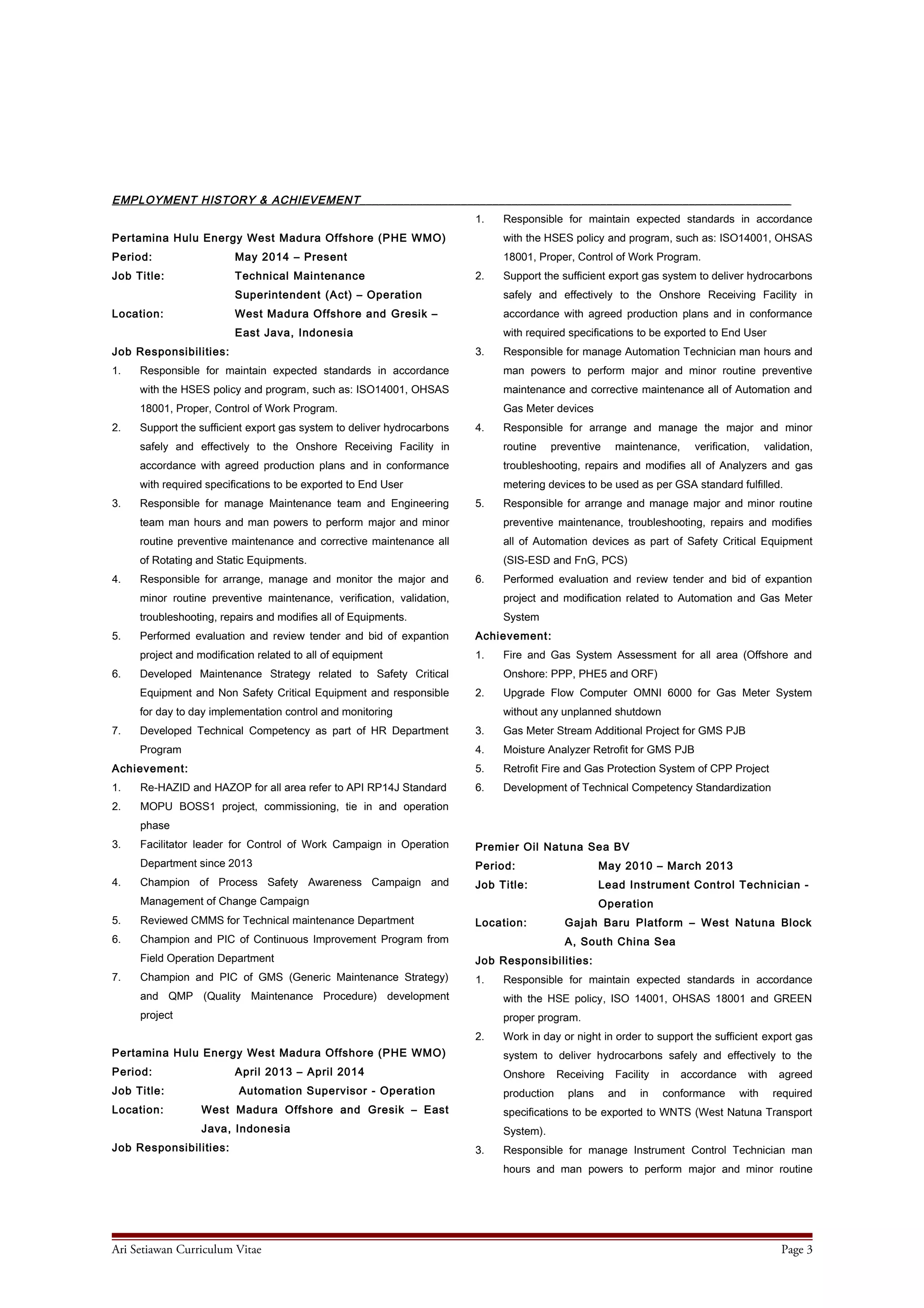 Ari Setiawan Curriculum Vitae & Photograph | DOC