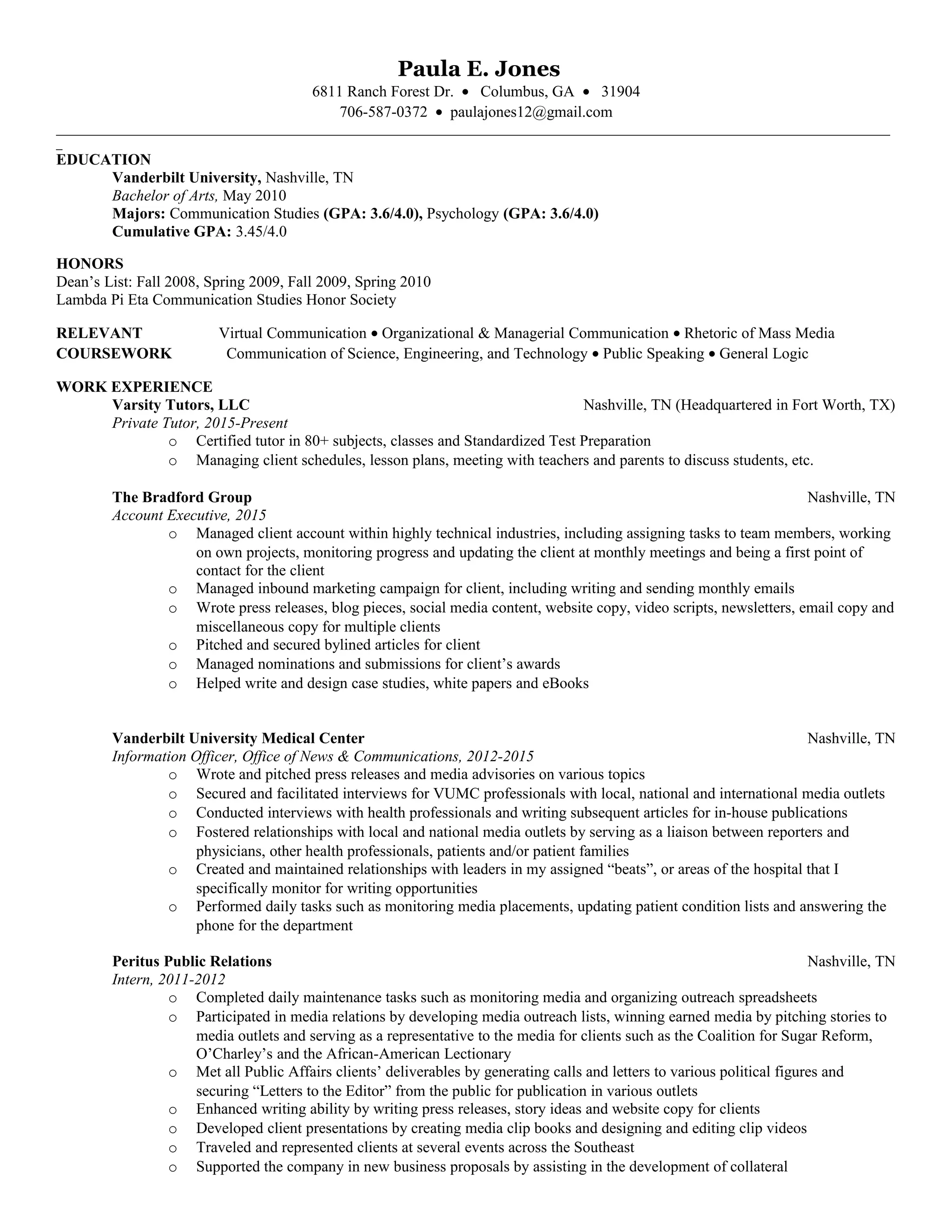 Paula E. Jones Resume | DOC | Business | Business and Finance