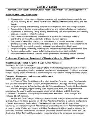 Belinda J. LeTulle Resume final | DOCX