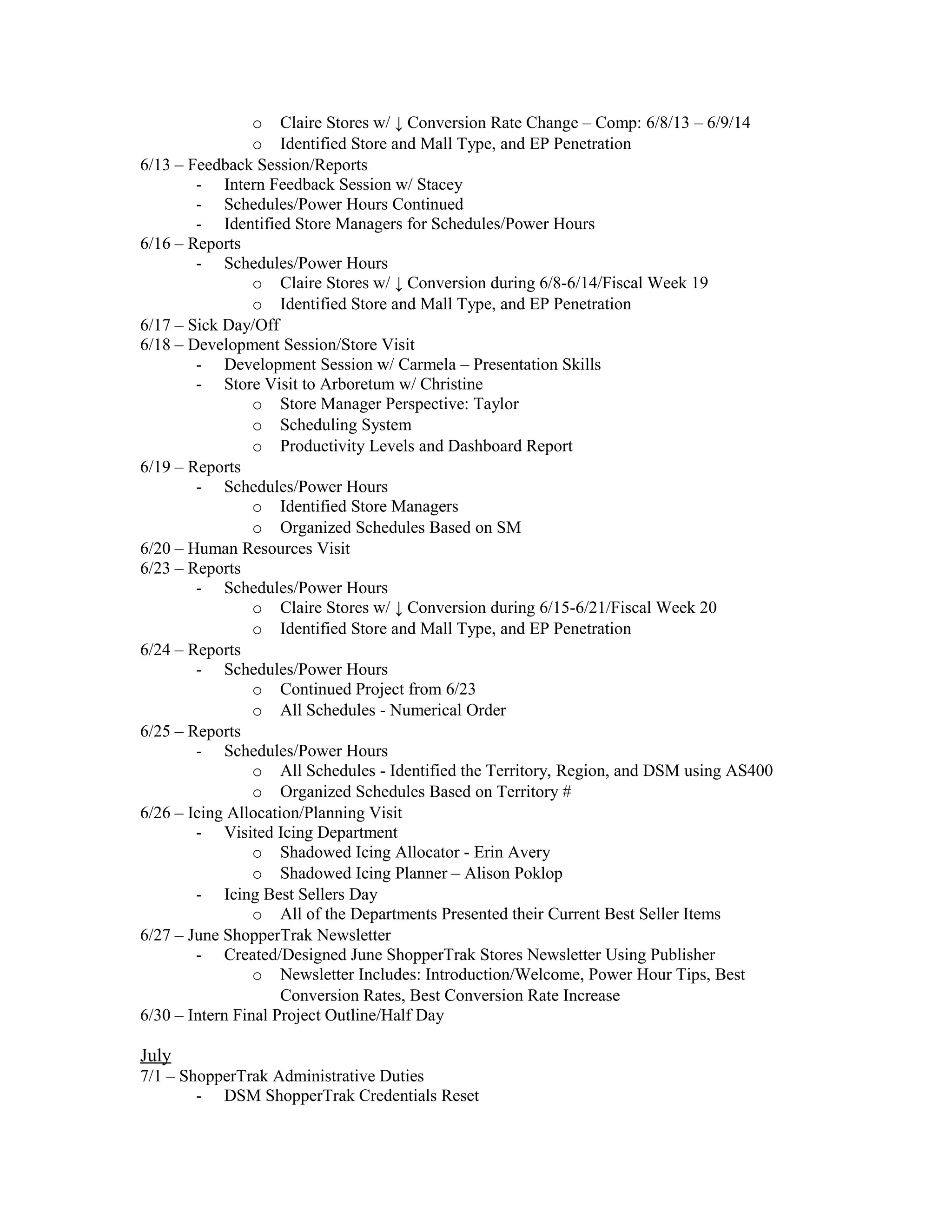 Claires Internship Journal | DOC