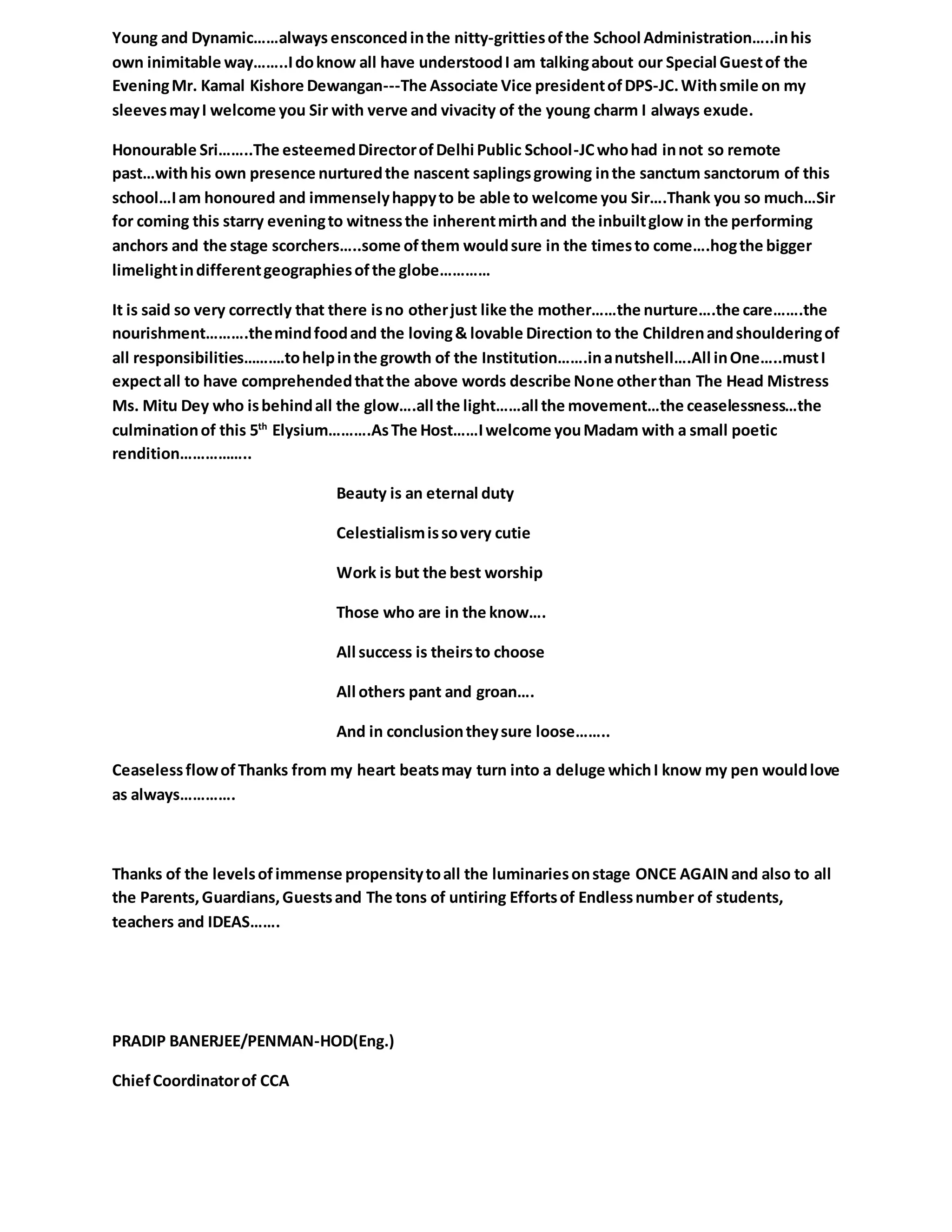 The Welcome Speech...Annual Day Celebration-2015 (Autosaved) | DOCX