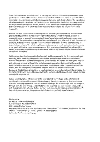 Cambridge Philosophy - Problem of Evil | DOCX | Agnosticism | Religion ...