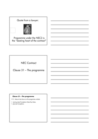 Project Controls Expo Thursday 10th Nov 2011 - "The Key Role of the NEC ...