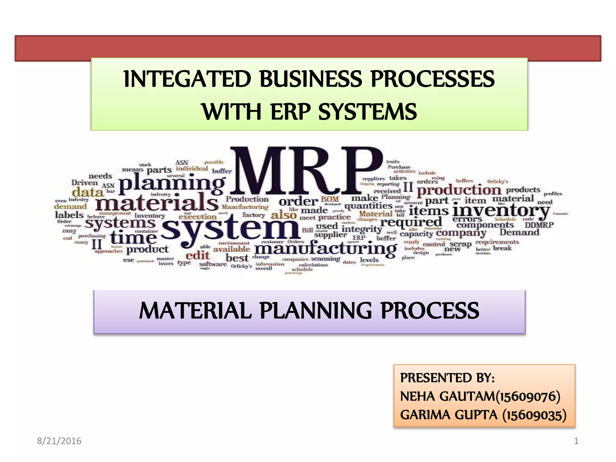 MATERIAL PLANNING PROCESS | PPTX