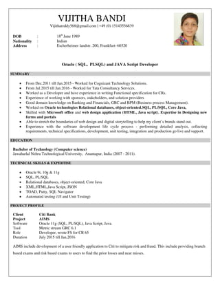 CV_Vijitha_Bandi2__1_ | PDF | Free Download