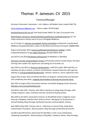 Thomas P Jameson CV 2015 | PDF
