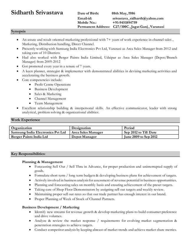 Resume Mr.Sidharth Srivastava | DOCX