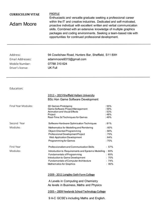 Adam Moore CV Sky | PDF