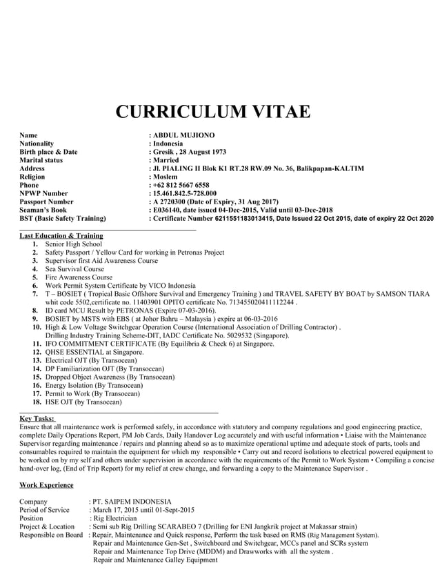 Abdul Mujiono CV1 | PDF