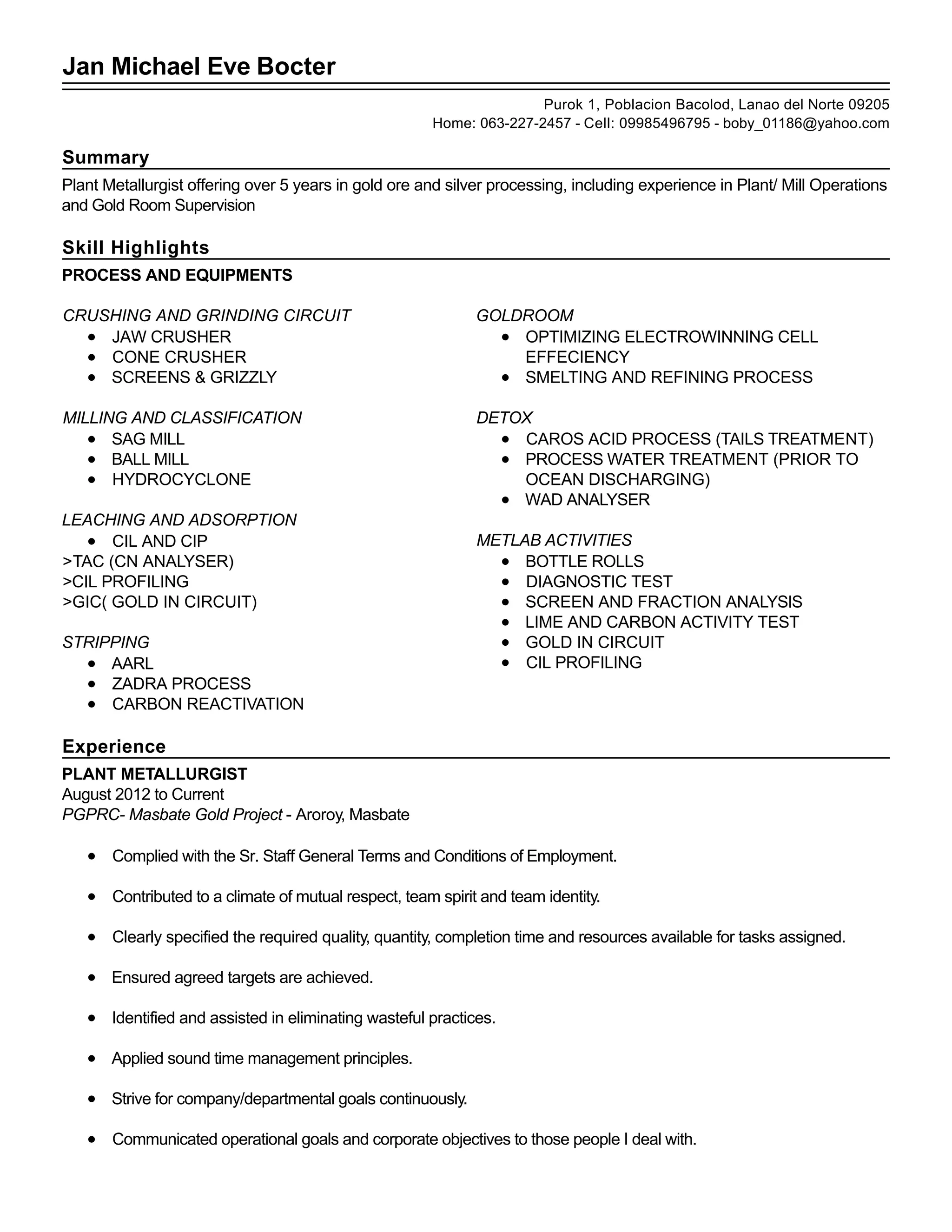 jan eve resume final | PDF