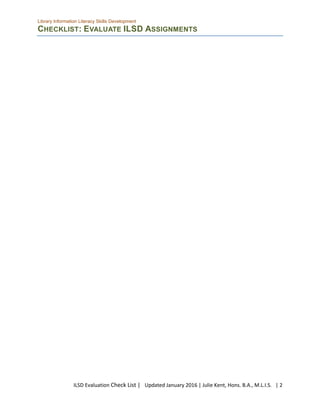 Checklist Evaluate ILSD Assignments | PDF