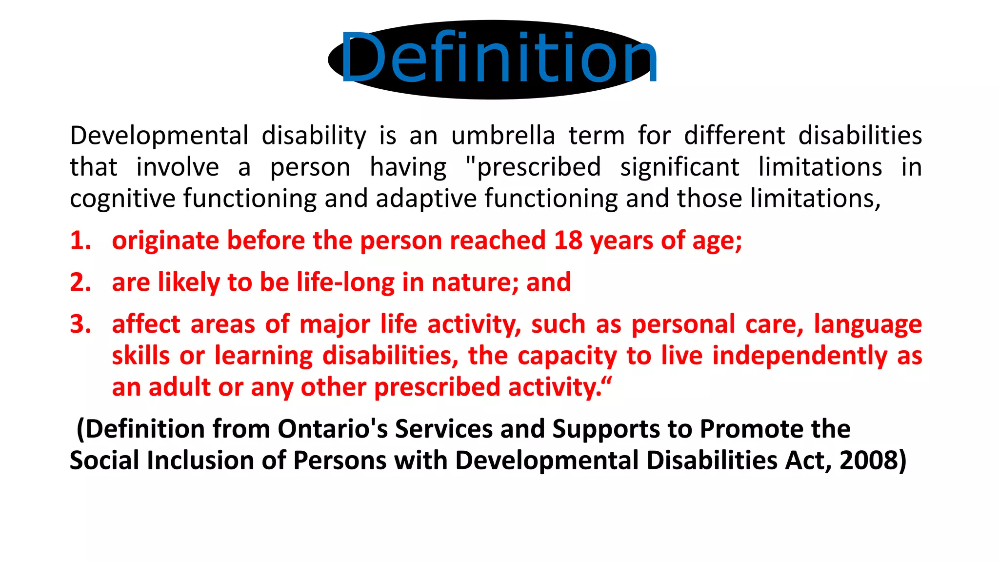 ppt on develpmental disabilities | PPTX
