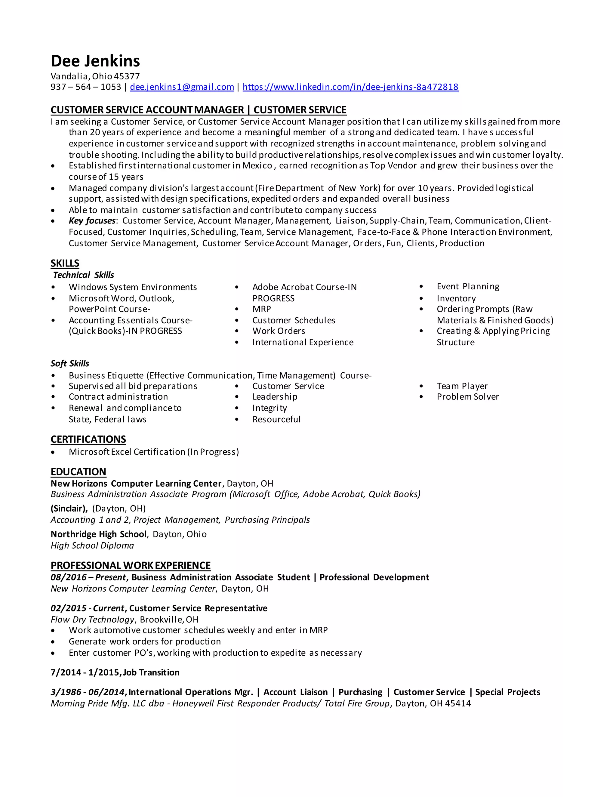 Customer Service Account Manager | PDF