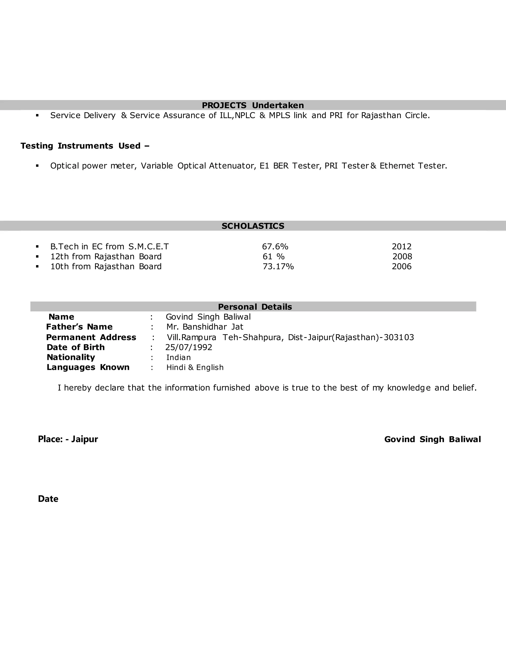 Govind resume | DOCX