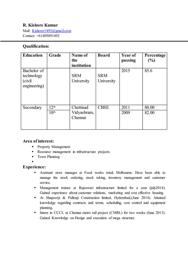 kishore kumar CV | DOCX
