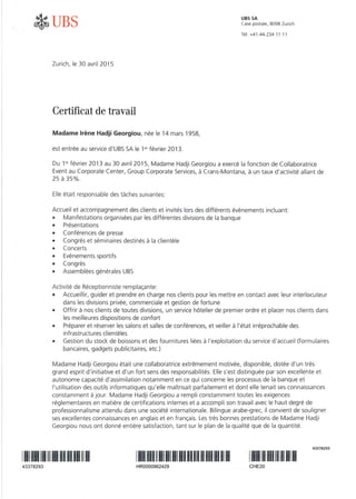 UBS Reference Letter | PDF