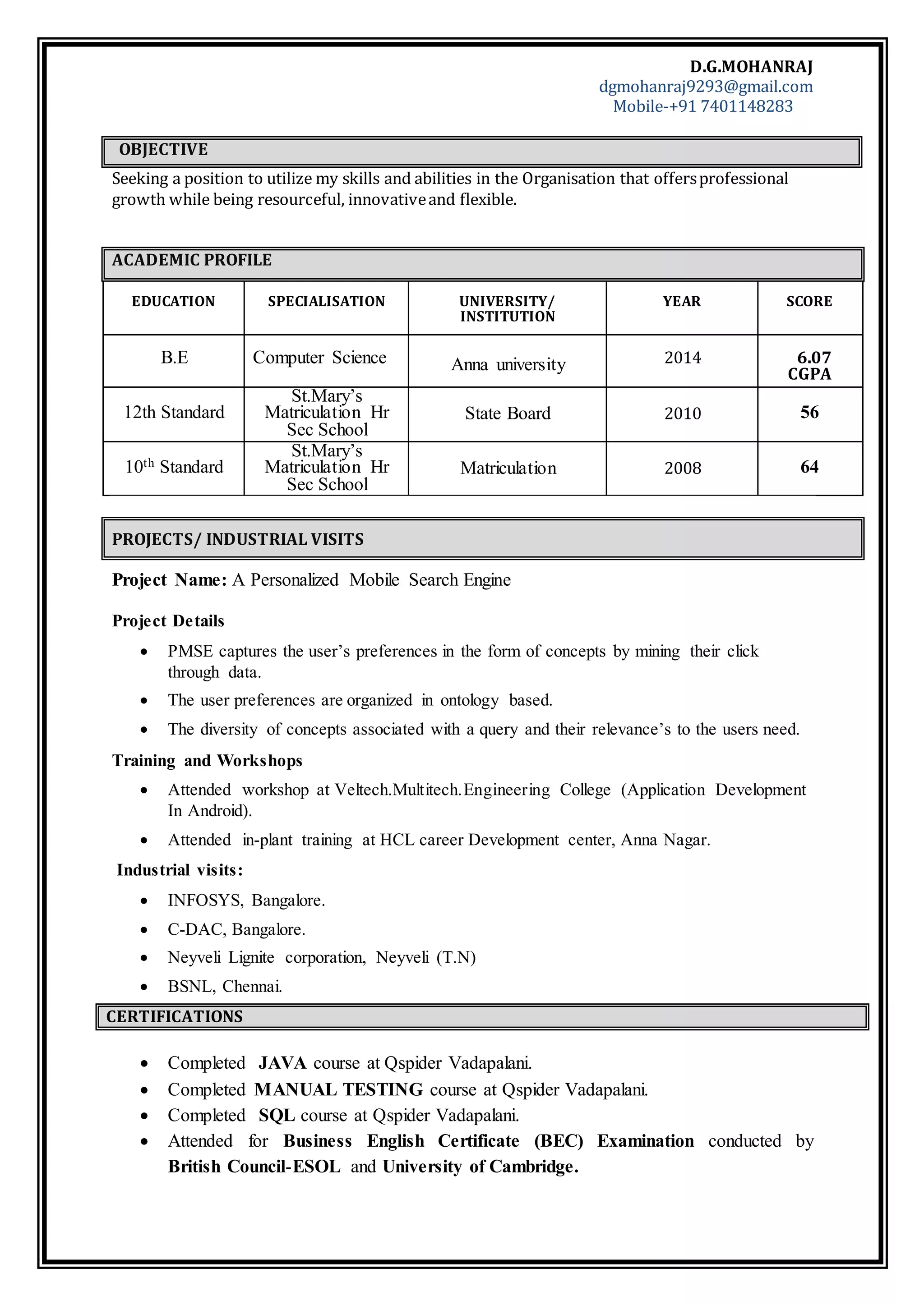 Mohan Resume | PDF