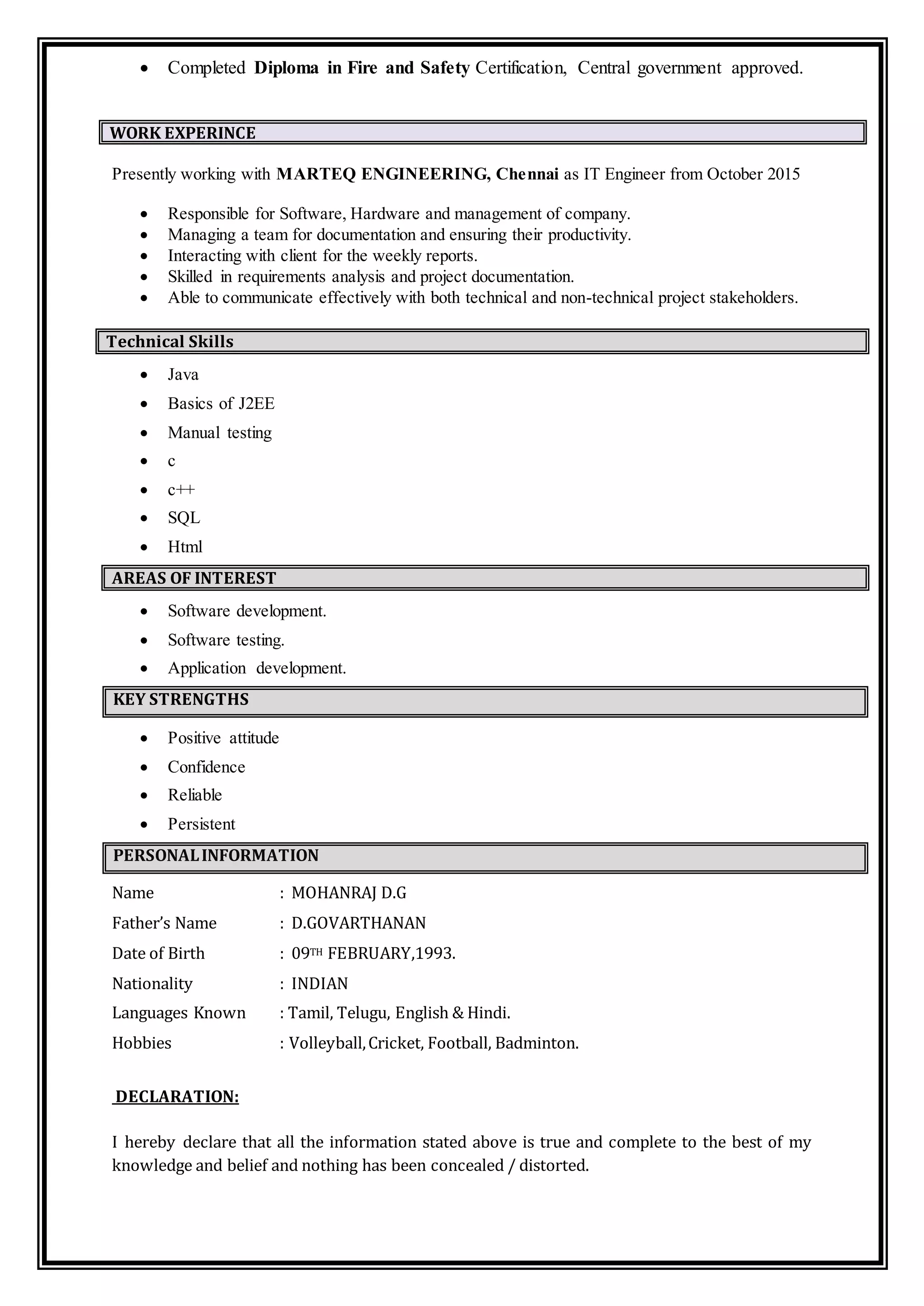 Mohan Resume | PDF