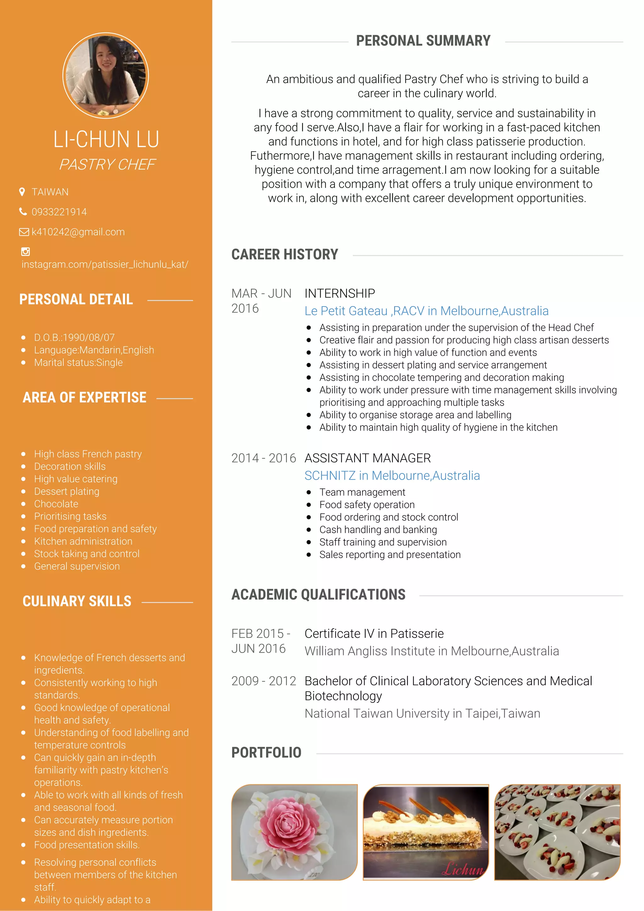 CV LI-CHUN LU | PDF | Desserts and Baking | Food & Drink