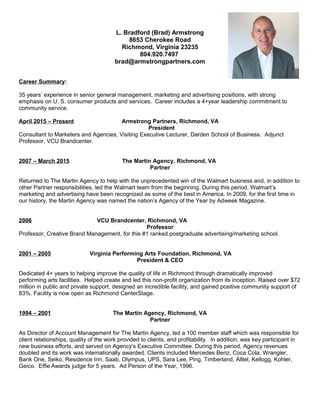 Brad Armstrong Bio December 2015 | PDF