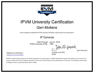ipvm-certification-ip-cameras-gert-molkens | PDF