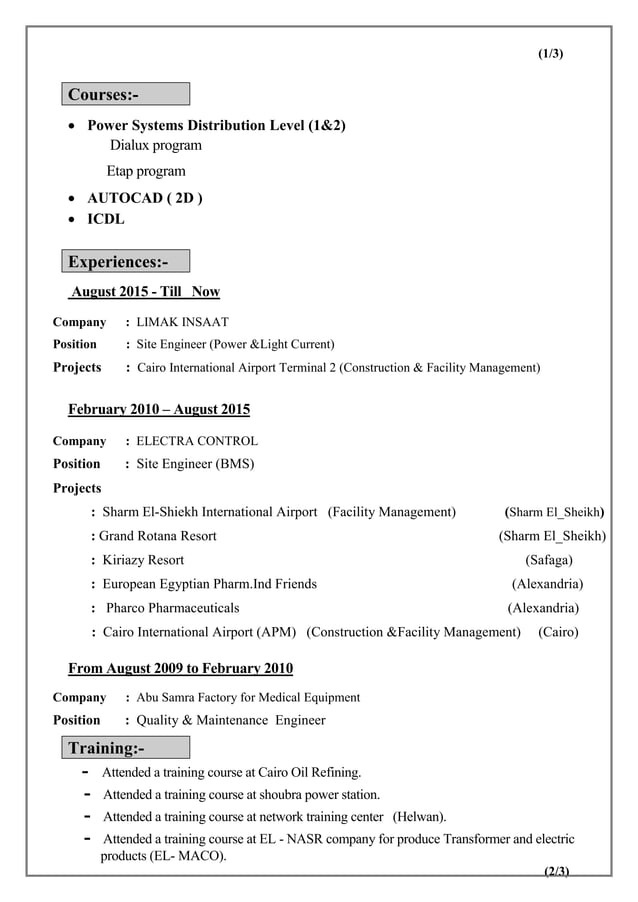 English Ahmed CV2 | PDF