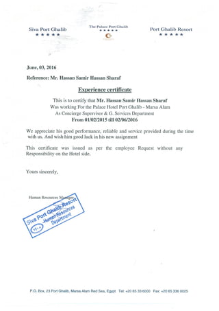 Experience Certificate Concierge Supervisor at Red Sea Hotels Group.PDF