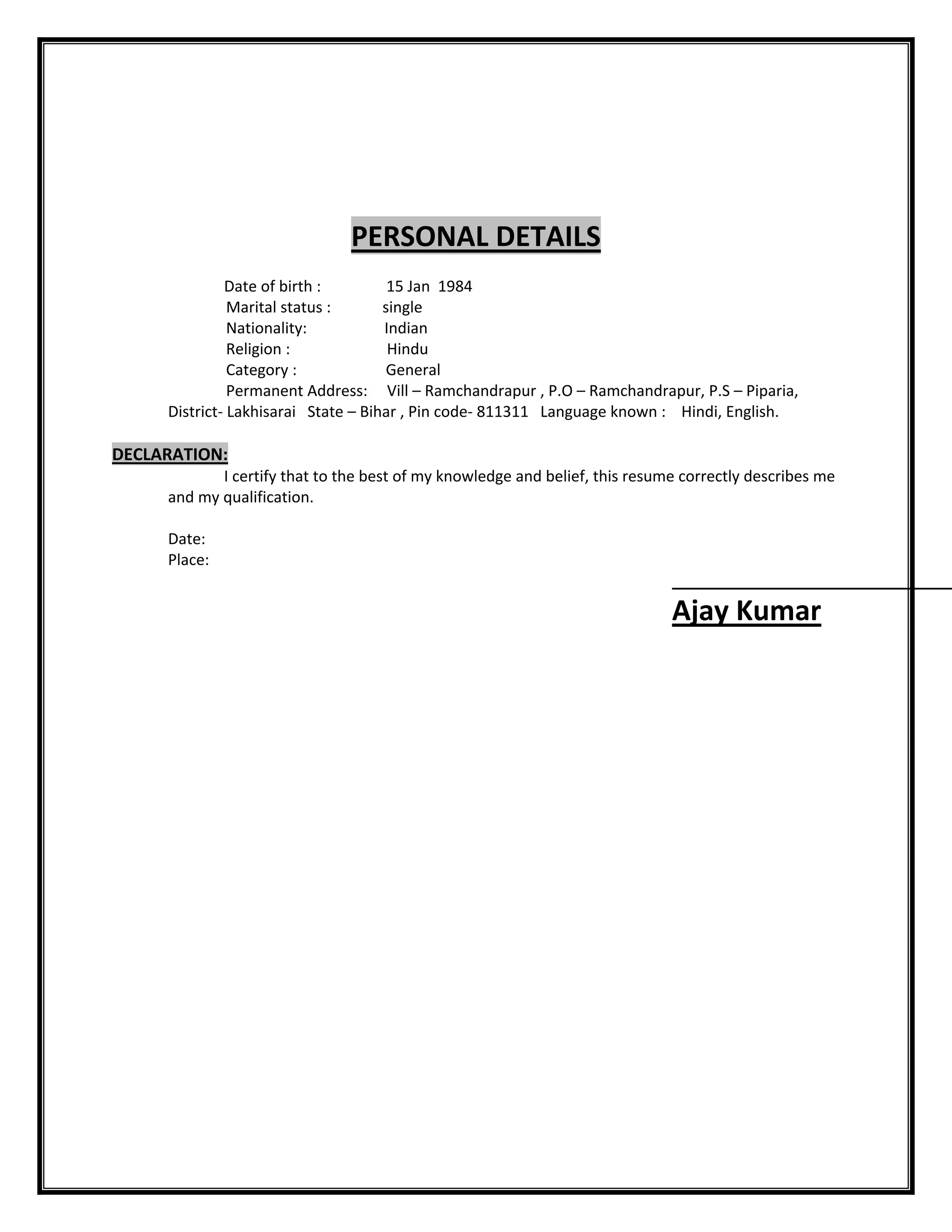dhananjay resume | PDF