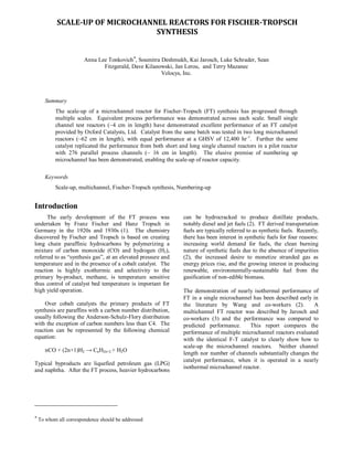 SCALE-UP OF MICROCHANNEL REACTORS FOR FISCHER-TROPSCH | PDF