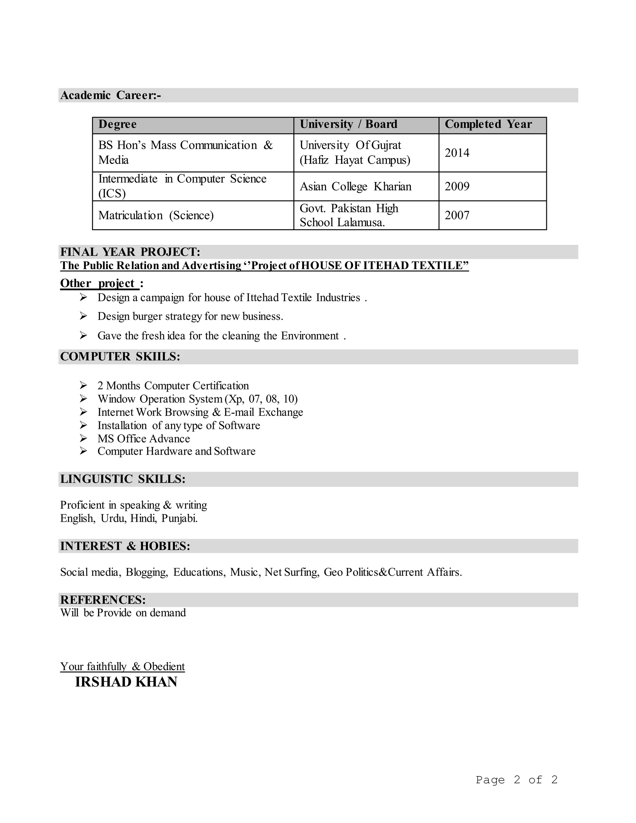 irshad cv updated.. | PDF