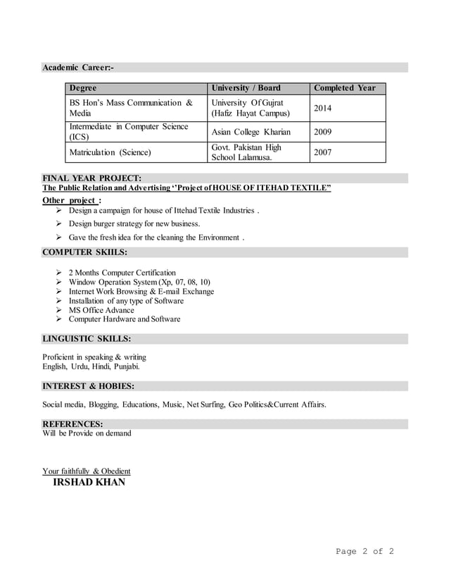 irshad cv updated.. | PDF