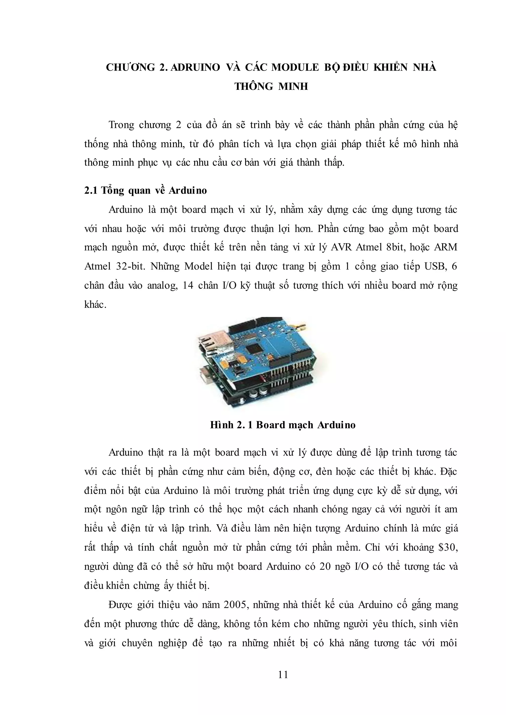 Thiết kế chế tạo mô hình nhà thông minh sử dụng Arduino | DOCX
