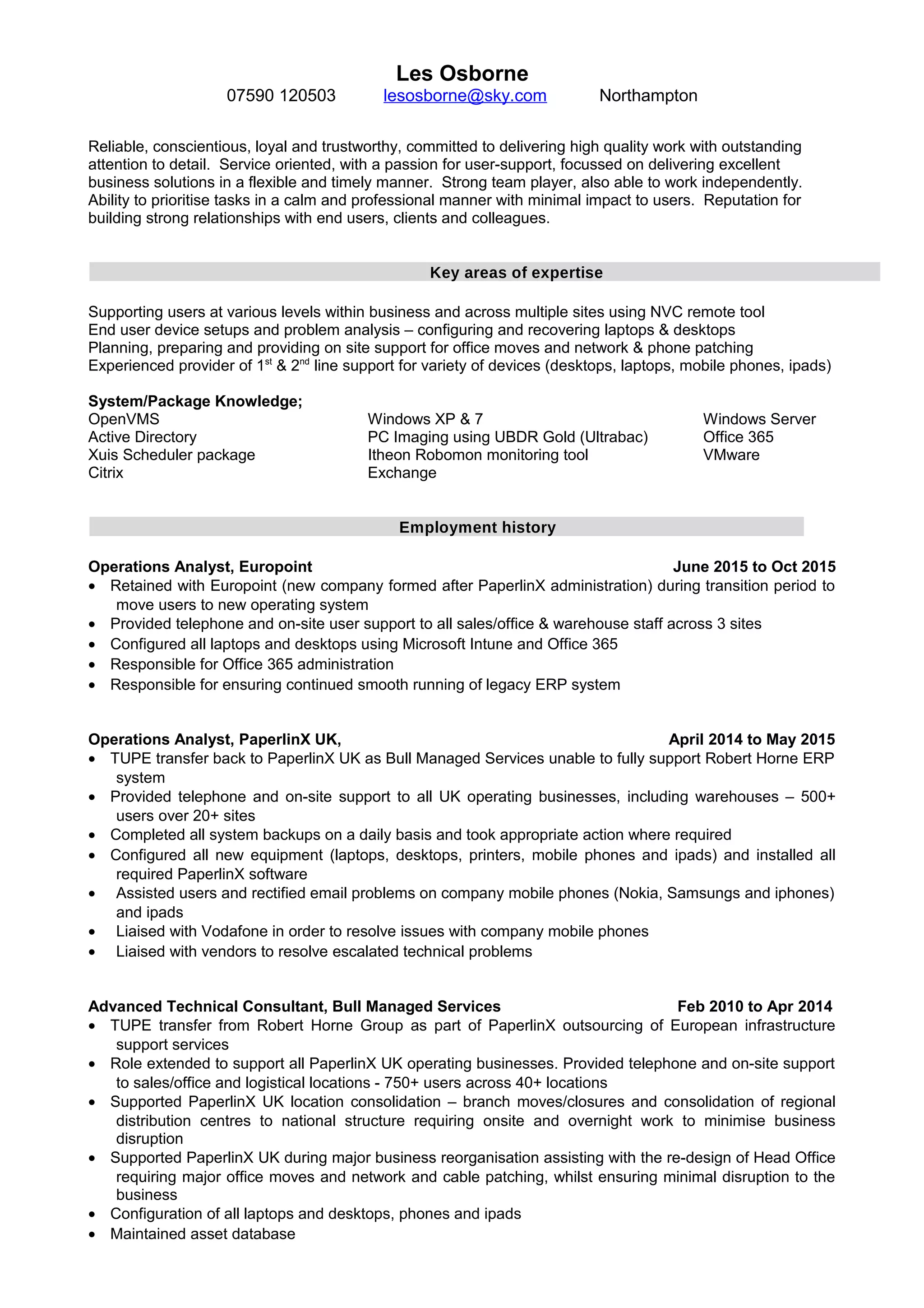 Les Osborne CV | DOC