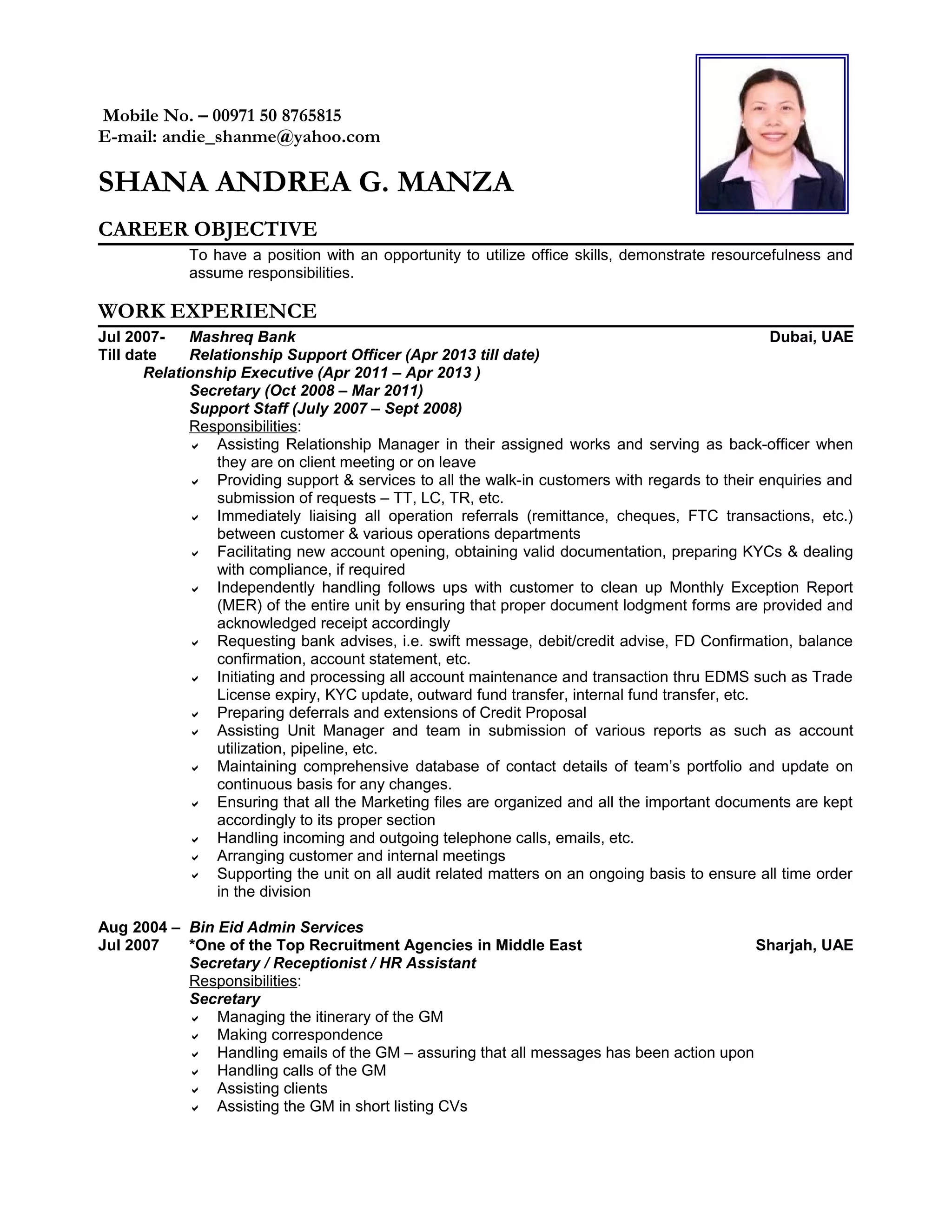 SHANA MANZA CV | DOC
