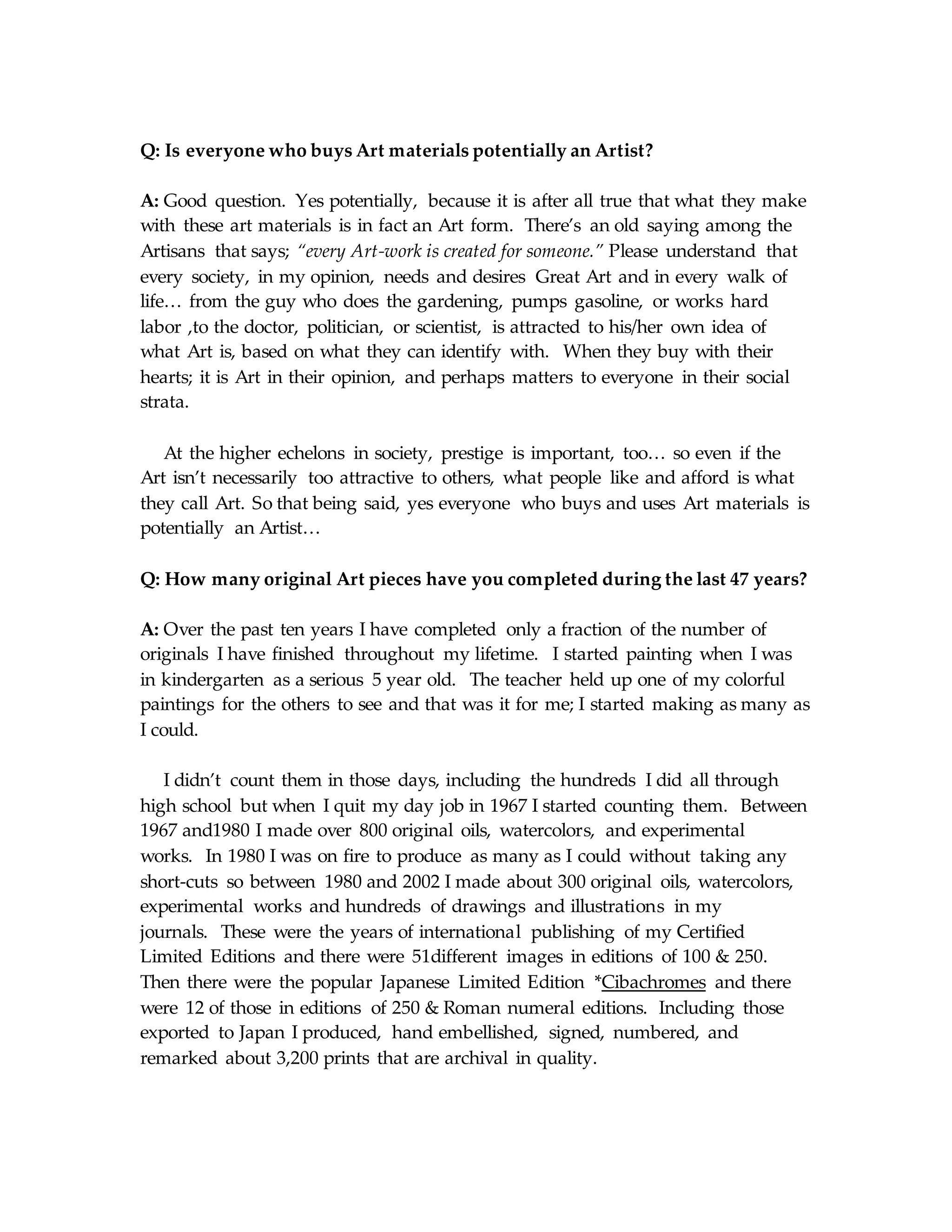 Loren Adams answers some important questions for Art lovers | DOCX